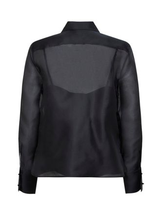 Max Mara Womens Shirt Mseagi Black Silk Organza Acetate