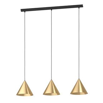 Eglo Pendelleuchte Narices, 3 flammige Hängelampe, minimalistisch, Hängeleuchte aus Metall in Messing-Gebürstet, Gold, Schwarz, Esstischlampe, Wohnzimmerla