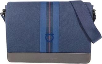 Ferragamo unisex, Pre-owned, Bleu, Taille: ONE Size Sac Messenger en Toile Pre-owned