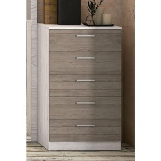 PEGANE Chiffonnier avec 5 tiroirs coloris pin andersen, pin gris - Longueur 60 x profondeur 40 x hauteur 102,7 cm Pegane