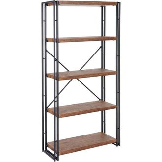 Hhg Bibliothèque Dohna, étagère indépendante, 165x80cm, structure 3D, 5 niveaux, chêne sauvage
