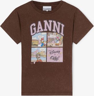 Ganni x Disney T-shirt marron Daisy Duck Coton recycl&eacute; - Taille XS - Pour Femme