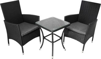Jardi Monster Shop - Gartenm&ouml;bel Set Bistroset Sitzgruppe Rattan Gartenset Gartenst&uuml;hle mit Tisch