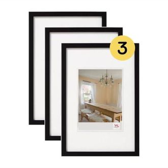 Walther Design Walther Design BP045B3 Peppers Lot de 3 cadres photo en bois Noir 30 x 45 cm