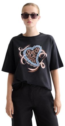 Scotch & Soda Damen Artwork Loose-Fit T-Shirt, Meteorit U014, M