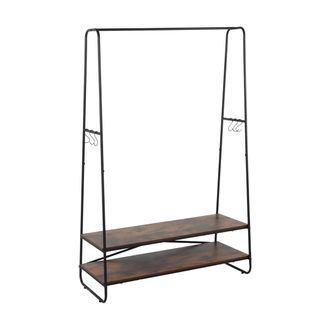 Relaxdays Kleiderst&auml;nder, 2 Ablagen, 6 Haken, Kleiderstange, HxBxT 160 x 100 x 45 cm, Garderobenst&auml;nder, braun-schwarz