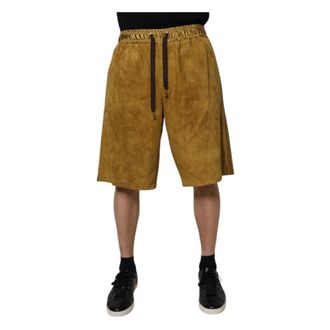 Dolce & Gabbana Luxuri&ouml;se Lammfell-Wildleder-Bermuda-Shorts - - Shorts - Herren - Braun - L