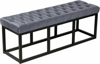Clp Sitzbank Polson Samt Schwarz grau 120 cm