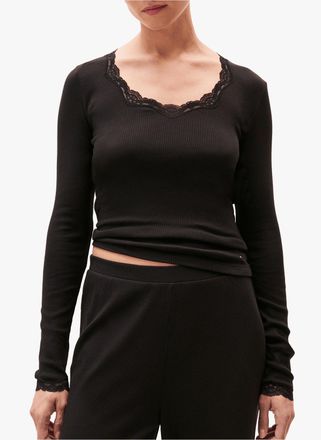 Tommy Hilfiger Top moulant &agrave; d&eacute;colett&eacute; en dentelle
