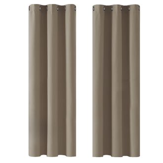 Deconovo Blickdicht Gardinen mit &Ouml;sen f&uuml;r Schlafzimmer Thermogardinen Vorhang Blickdicht, 183x107cm(H&ouml;hexBreite), Taupe, 2er Set