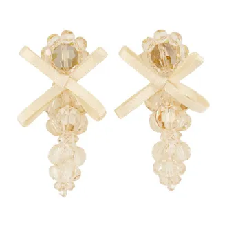 Simone Rocha Womens Petite Bow Earrings Crystal Yellow Others Jewelry-Watches