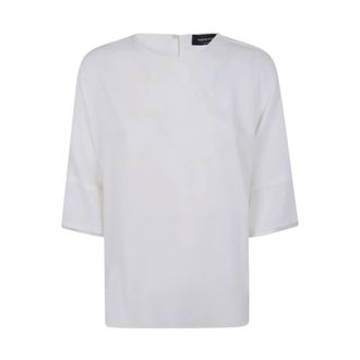 Fabiana Filippi Blouse &agrave; manches trois-quarts orn&eacute;e de cha&icirc;ne - Femme - Blouses et Chemises - Blanc - Taille: 36 FR