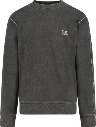 C.P. Company C.p. Company, Homme, Sweatshirts et sweats &agrave; capuche, Gris, Taille: L Logo Embroidered Crew Neck SweaT-shirt