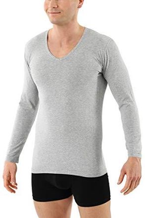 Albert Kreuz Maillot de Corps Manches Longues en Coton Stretch Bio - col v Gris 06/L