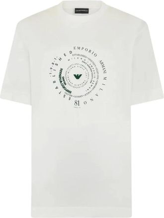 Emporio Armani Homme, Tops, Beige, Taille: XL T-shirt &agrave; imprim&eacute; Col rond Manches courtes