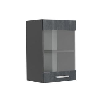 Vicco Meuble de cuisine haut vitr&eacute; R-Line, B&eacute;ton noir, 40 cm, Vicco