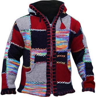 Shopoholic Fashion Veste Hippie en Laine Polaire Patchwork pour Homme, XXL