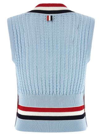 Thom Browne Womens Blue Cotton Sleeveless Jacket Clothing