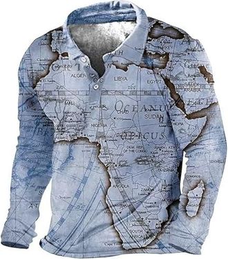 Generic Polo pour homme adulte &agrave; manches longues - Chemise boutonn&eacute;e &agrave; col &agrave; revers - T-shirt de sport r&eacute;tro tendance - T-shirt athl&eacute;tique respirant - T-shirt