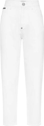 Philipp Plein Femme, Jeans, Blanc, Taille: W27 Denim Pantalons Mom Fit Logo