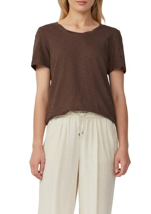 s.Oliver T-Shirt mit Flammgarnstruktur und Ausschnitt-Detail