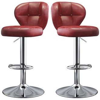 Generic 2Er-Set Drehbare Barhocker Aus Pu-Leder (62-82 cm), H&ouml;henverstellbar, mit Gepolsterter R&uuml;ckenlehne, Ideal f&uuml;r K&uuml;cheninseln und Bars