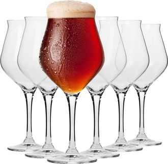 Krosno Bier-Tulpen Bier-Gläser | Probierglas | Set von 6 | 420 ML | Avant-Garde Kollektion | Perfekt für Zuhause und Partys | Spülmaschinenfest | Bleifreies 