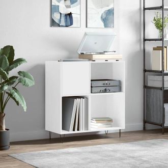 vidaXL Vidaxl - Armoire &agrave; disques blanc brillant 84,5x38x89cm bois ding&eacute;nierie