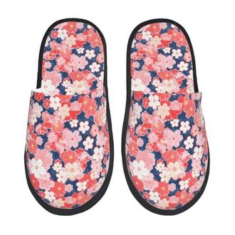 Generic Pantoufle Maison Estampe Japonaise De Cerisier Hiver Pantoufles Doux Chaussons Maison Portative Hiver Chaussures Chaudes Pour Chambre Salon H&ocirc;tels L