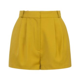 Elisabetta Franchi Cool Wool Shorts mit Kontrastierenden Zierstichen - - Shorts - Damen - Gelb - M