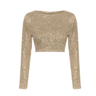 Generic Chemises à manches longues et col en V pour femme - Pull de Noël 2025 pour femme - Manches longues - Paillettes - Personnalité - Hauts scintillants, C