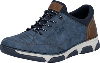 Rieker Slip-On Sneaker RIEKER, Herren, Gr. 42, navy, cognac, Lederimitat, Textil, unifarben mit Farbeinsatz, Schuhe, Slipper, Schlupfschuh, Halbschuh, Freize