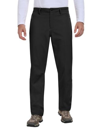 Heekpek Wanderhose Skihose Herren Thermohose Outdoor Hosen Winter Softshellhose Wasserdicht Warm Fleece Gef&uuml;ttert Schneehose f&uuml;r Snowboard, Trekking, Schwarz,