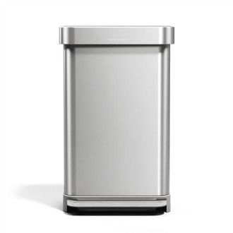 Simplehuman CW2080 poubelle rectangulaire &agrave; p&eacute;dale, avec r&eacute;serve &agrave; sacs, poubelle de cuisine, acier inoxydable bross&eacute; avec couvercle en plastique gris, 45 litres