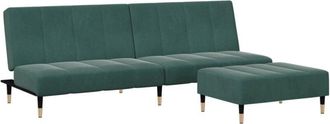 vidaXL Schlafsofa 2-Sitzer mit Fu&szlig;hocker Dunkelgr&uuml;n Samt Vidaxl