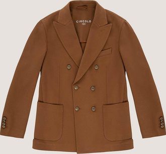Circolo 1901 Cashmere touch double-breasted jacket, Terra, 48, Man
