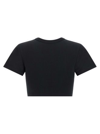 The Attico Curved Bustier-Stitched Crop T-Shirt - Black