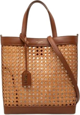 Saint Laurent Pre-owned Rattan Satchel - Femme - Pre-owned - Brun - Taille: ONE Size