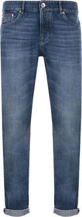 Brunello Cucinelli jean slim &agrave; effet d&eacute;lav&eacute; - Bleu