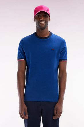 Eden Park T-shirt En Coton Bleu Broderie Dos Coupe Droite