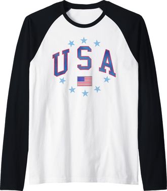 Trendy Apparel USA United States of America Flag and Stars Raglan