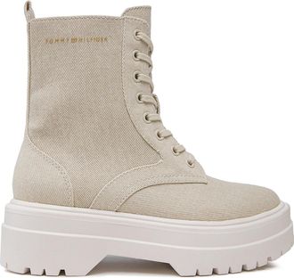 Tommy Hilfiger Schnürstiefeletten Tommy Hilfiger Feminine Essential Canvas FW0FW07357 Beige