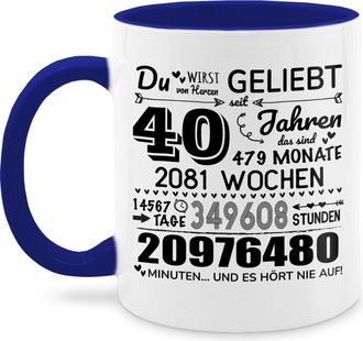 Shirtracer Tasse Tassen 325ml - 40 Jahre - Du wirst von Herzen geliebt | 40. Geburtstag | 40 Jahre Geburtstagsgeschenke | 40ter Geburtstagsgeschenke für Männer u