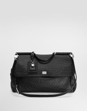 Dolce & Gabbana Handtasche My Sicily Aus Strau&szlig;enleder - Mann Shopper Schwarz Onesize