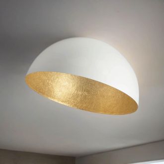 Licht-Erlebnisse Deckenlampe Esszimmer WEXRAN Gold Weiß E27 Ø70cm stylische Metall Deckenleuchte Wohnzimmer Küche Esstisch