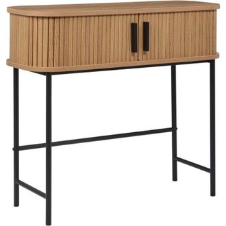 Beliani Console Retro MDF Pieds M&eacute;talliques Bois Clair Bradley