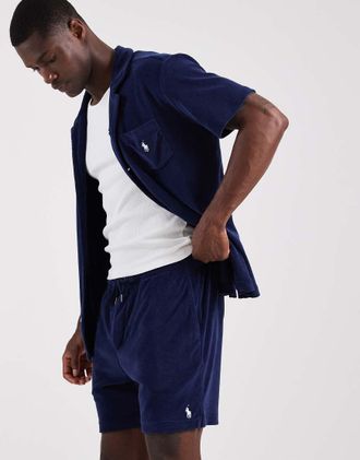 Polo Ralph Lauren Short densemble en tissu &eacute;ponge &agrave; logo embl&eacute;matique - Bleu marine