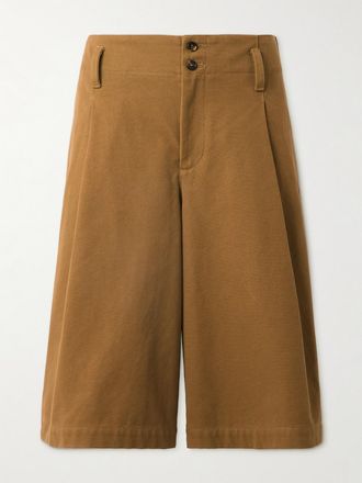 Chloé Short En Toile De Coton À Plis - Marron