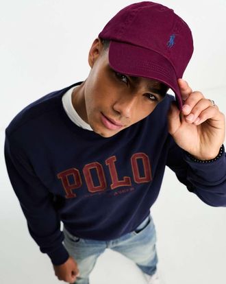 Polo Ralph Lauren Burgunderrote Baseball-Cap mit Logo