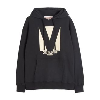 Valentino Schwarzer Baumwollhoodie mit Chez-Print - - Sweatshirts & Hoodies - Herren - Schwarzk - S